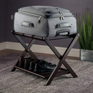 Winsome Solid Wood Remy Luggage Rack with Shelf in Cappuccino