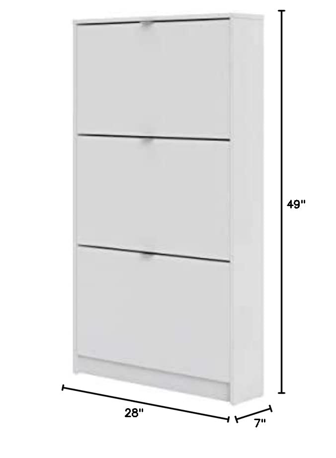 Tvilum Bright 3 Drawer Shoe Cabinet, White