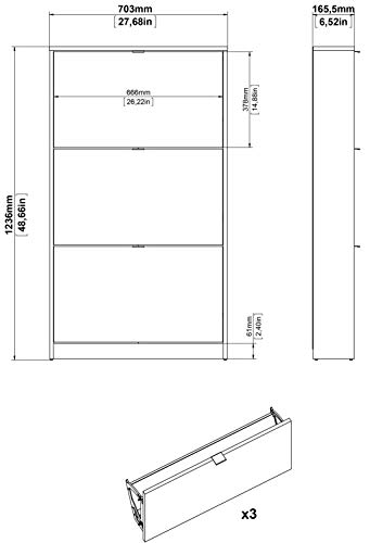 Tvilum Bright 3 Drawer Shoe Cabinet, White