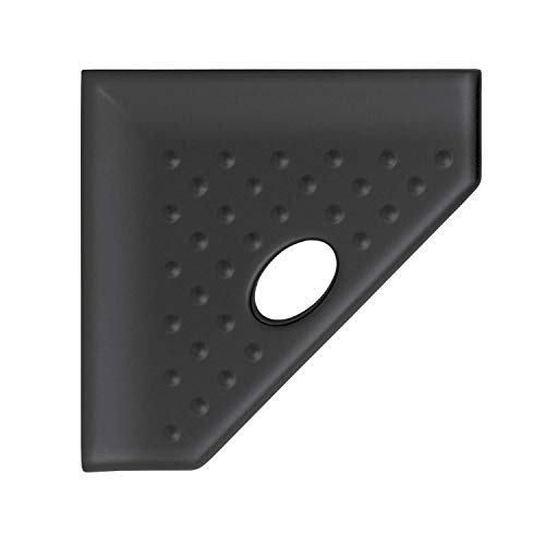 Questech Décor 5 Inch Shower Footrest, Wall Mounted Corner Shower Shaving Shelf, Retrofit Shower Caddy For Tiled Shower Walls, Bathroom Corner Shelf, 5 Inch Geo Flatback, Graphite Black