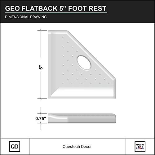 Questech Décor 5 Inch Shower Footrest, Wall Mounted Corner Shower Shaving Shelf, Retrofit Shower Caddy For Tiled Shower Walls, Bathroom Corner Shelf, 5 Inch Geo Flatback, Graphite Black