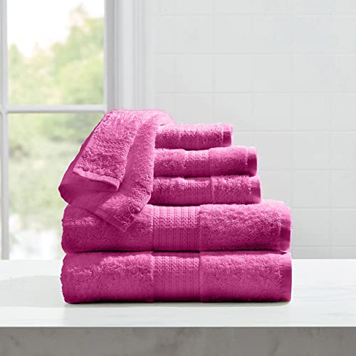 BrylaneHome 6 Piece Bath Set, Raspberry Pink