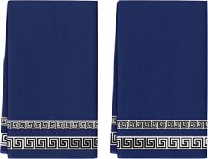 vdlbt kitchen towels geometric greek key dish cloth fingertip bath towel navy blue hand drying soft tea towel 18x28in 2pcs