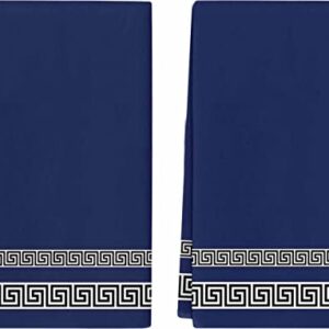 VDLBT Kitchen Towels Geometric Greek Key Dish Cloth Fingertip Bath Towel Navy Blue Hand Drying Soft Tea Towel 18x28in 2PCS