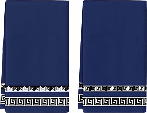 VDLBT Kitchen Towels Geometric Greek Key Dish Cloth Fingertip Bath Towel Navy Blue Hand Drying Soft Tea Towel 18x28in 2PCS