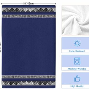 VDLBT Kitchen Towels Geometric Greek Key Dish Cloth Fingertip Bath Towel Navy Blue Hand Drying Soft Tea Towel 18x28in 2PCS