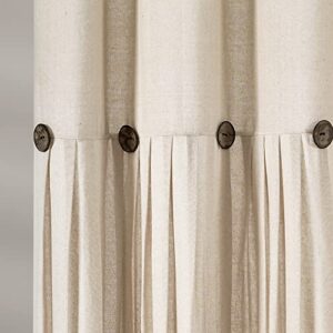 Lush Decor Linen Button Farmhouse Shower Curtain Pleated Two Tone Design for Bathroom, 72" x 72", Dark Linen