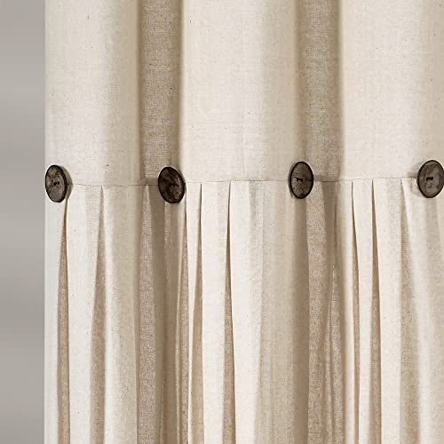 Lush Decor Linen Button Farmhouse Shower Curtain Pleated Two Tone Design for Bathroom, 72" x 72", Dark Linen