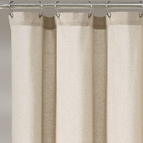 Lush Decor Linen Button Farmhouse Shower Curtain Pleated Two Tone Design for Bathroom, 72" x 72", Dark Linen