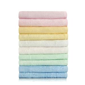 100% Bamboo Fiber Fade-Resistant Super Soft and High Absorbent Multi-Purpose Fingertip Towels, 8 Washcloths Face Cloths (10inch x 10inch).8Pieces