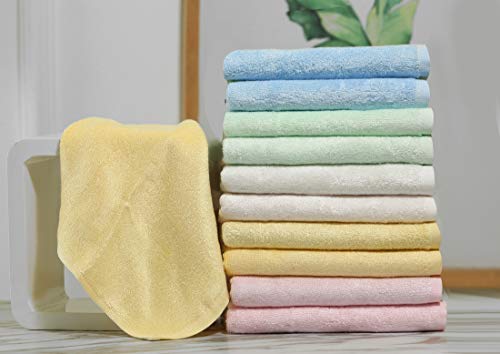 100% Bamboo Fiber Fade-Resistant Super Soft and High Absorbent Multi-Purpose Fingertip Towels, 8 Washcloths Face Cloths (10inch x 10inch).8Pieces