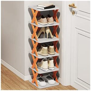 a.b crew 6-tier shoe rack, stackable shoe storage organizer for entryway bedroom space-saving shoe rack shoe slots organizer shelf small shoe tower rack for hallway walkway balcony orange