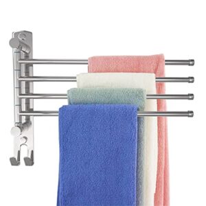 Swivel Towel Rack for Bathroom OHIYO 14inch 4 Arm Swing Out Towel Rack Wall Mounted SUS304 Stainless Steel Space Saving Swing Arm Towel Rack Towel Holder for Bathroom