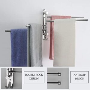 Swivel Towel Rack for Bathroom OHIYO 14inch 4 Arm Swing Out Towel Rack Wall Mounted SUS304 Stainless Steel Space Saving Swing Arm Towel Rack Towel Holder for Bathroom