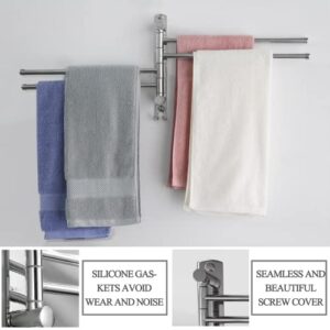 Swivel Towel Rack for Bathroom OHIYO 14inch 4 Arm Swing Out Towel Rack Wall Mounted SUS304 Stainless Steel Space Saving Swing Arm Towel Rack Towel Holder for Bathroom