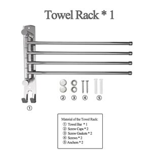 Swivel Towel Rack for Bathroom OHIYO 14inch 4 Arm Swing Out Towel Rack Wall Mounted SUS304 Stainless Steel Space Saving Swing Arm Towel Rack Towel Holder for Bathroom