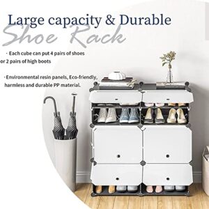 Aeitc Shoe Rack Organizer Shoe Organizer Shoe Storage Cabinet Narrow Standing Stackable Space Saver Shoe Rack (24 pairs, White Door)