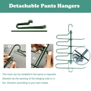 Pack of 2 Pants Hangers, 5 Layers Space Saving Jeans Hangers Detachable Clothes Trousers Hangers for Slacks Scarf Jeans + 2 Space Saving Magic Hangers - Closet Wardrobe Clothes Organizers