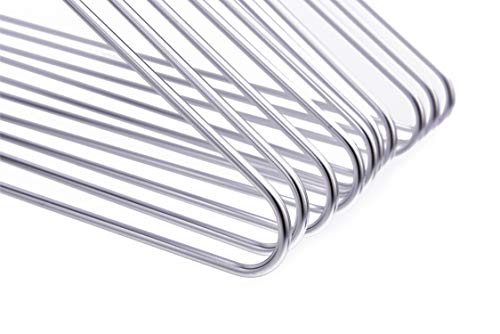 Quality Hangers Silver Aluminum Metal Coat Hangers Heavy Duty Suit Hangers 10 Pack (Adult Size Coat Hanger)