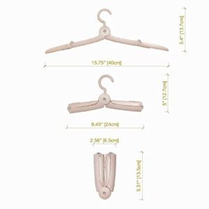 Fineget Foldable Travel Clothes Hangers with Clips Portable Plastic Clothing Coat Carry-on Hangers Saving Space Hangers Light Weight Drying Rack for Travel Pink (4 Pcs + 8 Clips)