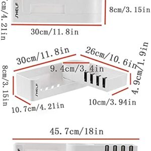 SUNFICON Expandable Bathroom Storage Shelf Adhesive Shower Caddy with Hooks Wall Mounted Kitchen Spice Rack Organizer No Drilling Shower Shampoo Holder 4 Clear Adhesive Stickers Affordable Gift White