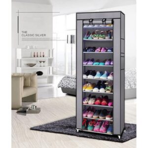 10-tier shoe tower rack with cover 27-pair shoe storage