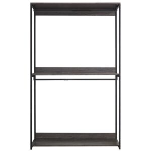 klair living monica 47.2" wood walk-in closet organizer with shelf - rustic gray