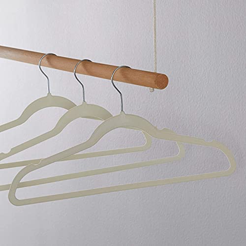 ATZJOY Nonslip Velvet Hangers -Suit Hangers Ultrathin Space-Saving 360° Swivel Hook Strong and Durable Clothes Hangers Hold Up-to 10 lb, for Coats, Jackets, Pants, & Dress Clothes (50 Pack, Ivory)