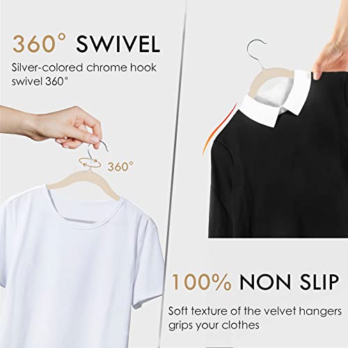 ATZJOY Nonslip Velvet Hangers -Suit Hangers Ultrathin Space-Saving 360° Swivel Hook Strong and Durable Clothes Hangers Hold Up-to 10 lb, for Coats, Jackets, Pants, & Dress Clothes (50 Pack, Ivory)