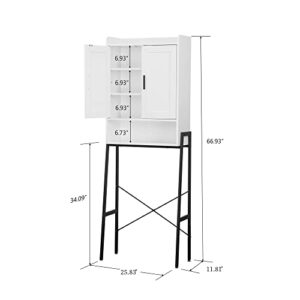 Over The Toilet Storage Cabinet, Bathroom Organizer Shelf, Toilet Storage Rack with 2 Curtained Doors for Bathroom Washroom…