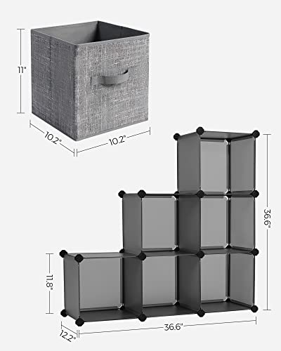 SONGMICS Cube Storage Organizer and Fabric Storage Bins Bundle, Closet Organization and Storage, Foldable Cube Baskets and Shelving, Gray ULPC06G and UROB26LG