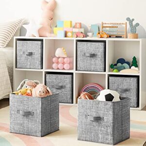 SONGMICS Cube Storage Organizer and Fabric Storage Bins Bundle, Closet Organization and Storage, Foldable Cube Baskets and Shelving, Gray ULPC06G and UROB26LG