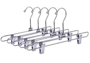 quality skirt pants trouser hangers, 8-pack heavy duty metal swivel hook, adjustable clips, jeans, bottoms (chrome, 8)