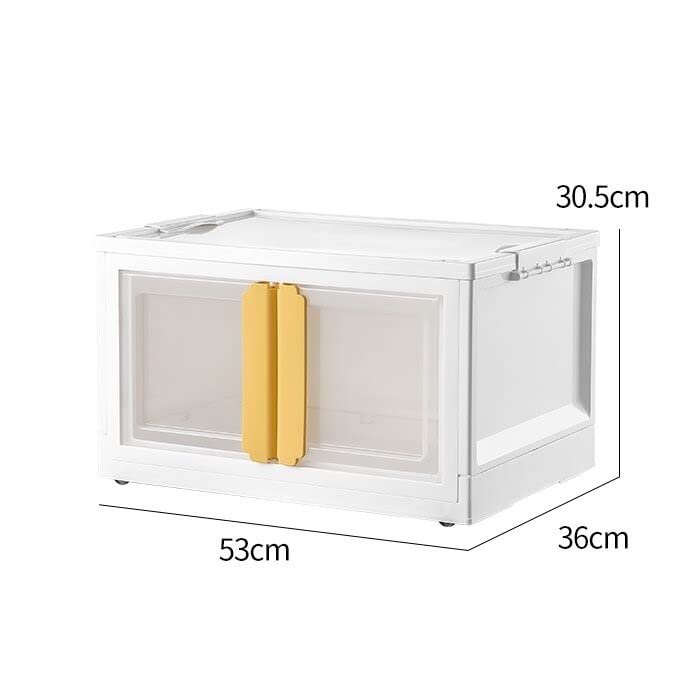 4EVRYAUN 58L Washable Foldable Clear Storage Bins Large Organizer Containers with Lids & Wheels, for Bedding, Toys, Food, White+Yellow