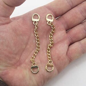 HAND® Set of 2 Gold Tone Metal Sew On Metal Coat Hangers Hanging Chain Loops - 8.5 cm Long