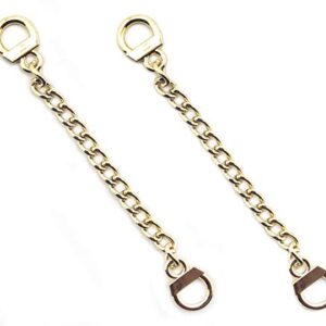 HAND® Set of 2 Gold Tone Metal Sew On Metal Coat Hangers Hanging Chain Loops - 8.5 cm Long