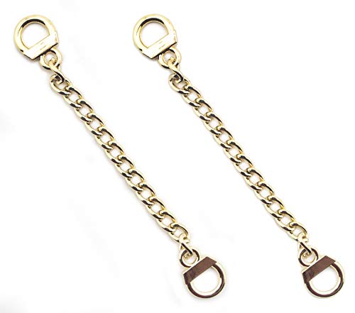 HAND® Set of 2 Gold Tone Metal Sew On Metal Coat Hangers Hanging Chain Loops - 8.5 cm Long