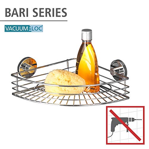 Bari Shower Corner Shelf Vacuum-Loc, Shower Organizer, Shower Corner Caddy, Shower Holder Organizer, Shower Holder, adhesive Shower Shelf, Shampoo holder, rustproof, chrome steel