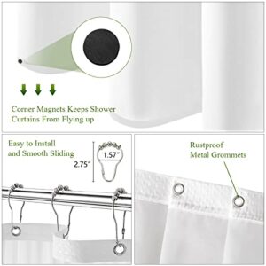 Shower Curtain Set with Snap-in Fabric Liner, Heavyweight Waffle Weave Bathroom Shower Curtains Hotel Style with See Through Top Window, 12 Metal Hooks, Waterproof & Machine Washable(72"x72", Leaf)