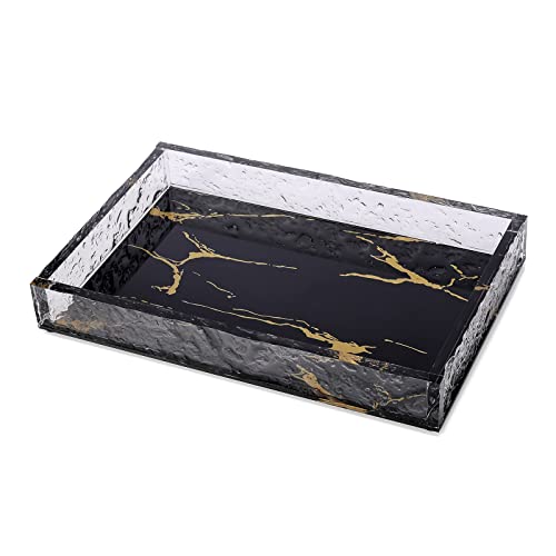 SVUASAN Perfume Tray, Bathroom Counter Rectangle Acrylic Vanity Decorative Tray, Dresser Makeup Tray for Cosmetics Organizer Storage, Marbling Serving Tray for Coffee Table