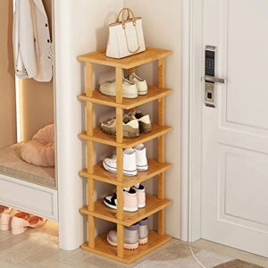 C-LARSS 6 Layers Bamboo Shelf Waterproof Entryway Great Load Storage Shoe Rack Yellow