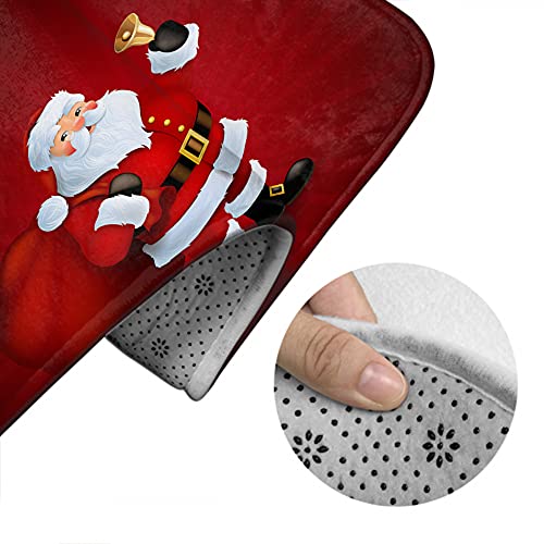 WONDERTIFY Santa Claus Bathroom Antiskid Pad Bell Red Christmas Ornament 3 Pieces Bathroom Rugs Set, Bath Mat+Contour+Toilet Lid Cover