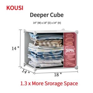 KOUSI Large Cube Storage - 14"x18" Depth Cube (12 Cubes) Cube Organizer Cube Storage Shelves Cubby Organizing Closet Storage Organizer Cabinet Shelving Bookshelf Toy Organizer, White