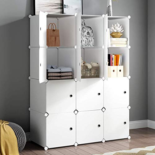 KOUSI Large Cube Storage - 14"x18" Depth Cube (12 Cubes) Cube Organizer Cube Storage Shelves Cubby Organizing Closet Storage Organizer Cabinet Shelving Bookshelf Toy Organizer, White