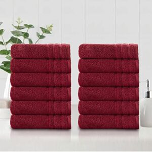 COTTON CRAFT Washcloths - 12 Pack Super Zero Twist Facecloths -13x13-100% Cotton Baby Wash Cloths - Ultra Soft Absorbent Everyday Luxury Bathroom Kitchen Spa Gym Pool Camp Dorm - Easy Care - Garnet