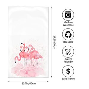 Watercolor Pink Flamingos Painting Splash Soft Absorbent Guest Hand Towels Multipurpose for Bathroom, Gym, Hotel and Spa (27.5 x16 Inches)