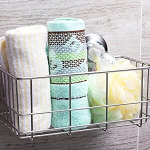 SANNO Suction Cup Shower Caddy,Bathroom Caddies Adhesive Pads Deep Large Basket Shelf,Bath Organizer Kitchen Storage Basket for Gel Holder Shampoo, Conditioner -2 pack