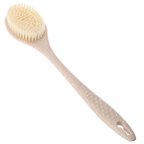 Love&Mini Bath Brush Back Scrubber Soft Shower Body Brush with Natural Wheat Straw Handle (Nordic Beige)