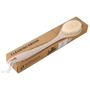 Love&Mini Bath Brush Back Scrubber Soft Shower Body Brush with Natural Wheat Straw Handle (Nordic Beige)