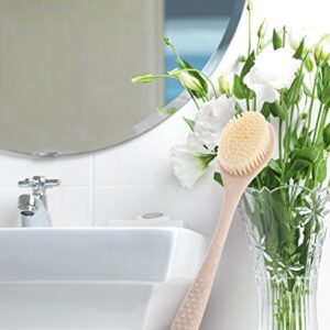 Love&Mini Bath Brush Back Scrubber Soft Shower Body Brush with Natural Wheat Straw Handle (Nordic Beige)